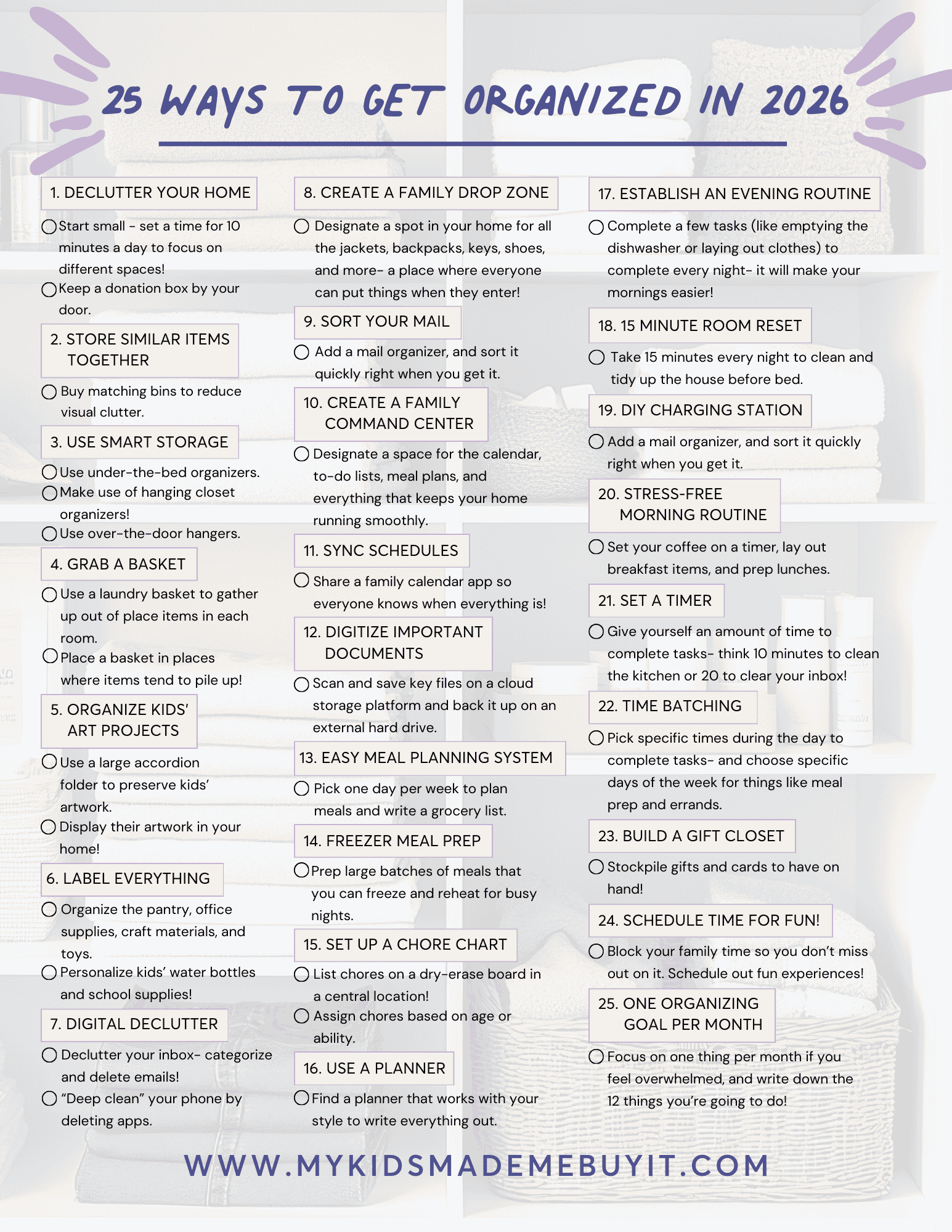 Get Organized Checklist