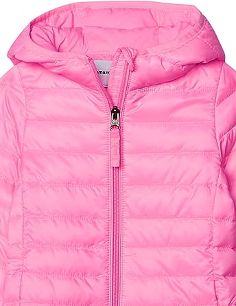 Girls Lightweight Packable Hooded Puffer Jacket (Neon Pink)